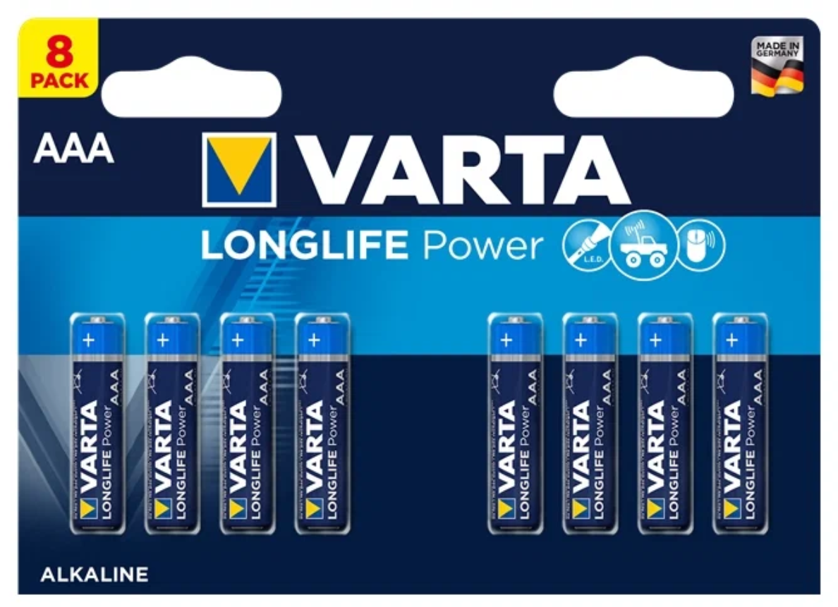 Батарейка VARTA LONGLIFE Power AAA, в упаковке: 8 шт.