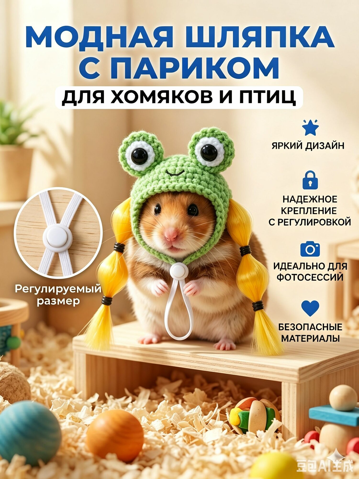 Вязаные шапочки-лягушки для хомячков и мышей, одежда и аксессуары для грызунов, головные уборы ручной работы