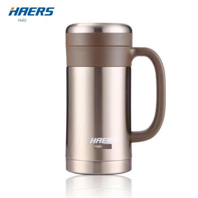 Halas HBG-450-13 Офисная кружка из нержавеющей стали с термосвойствами, чайным фильтром и ручкой, цвет: золотой
