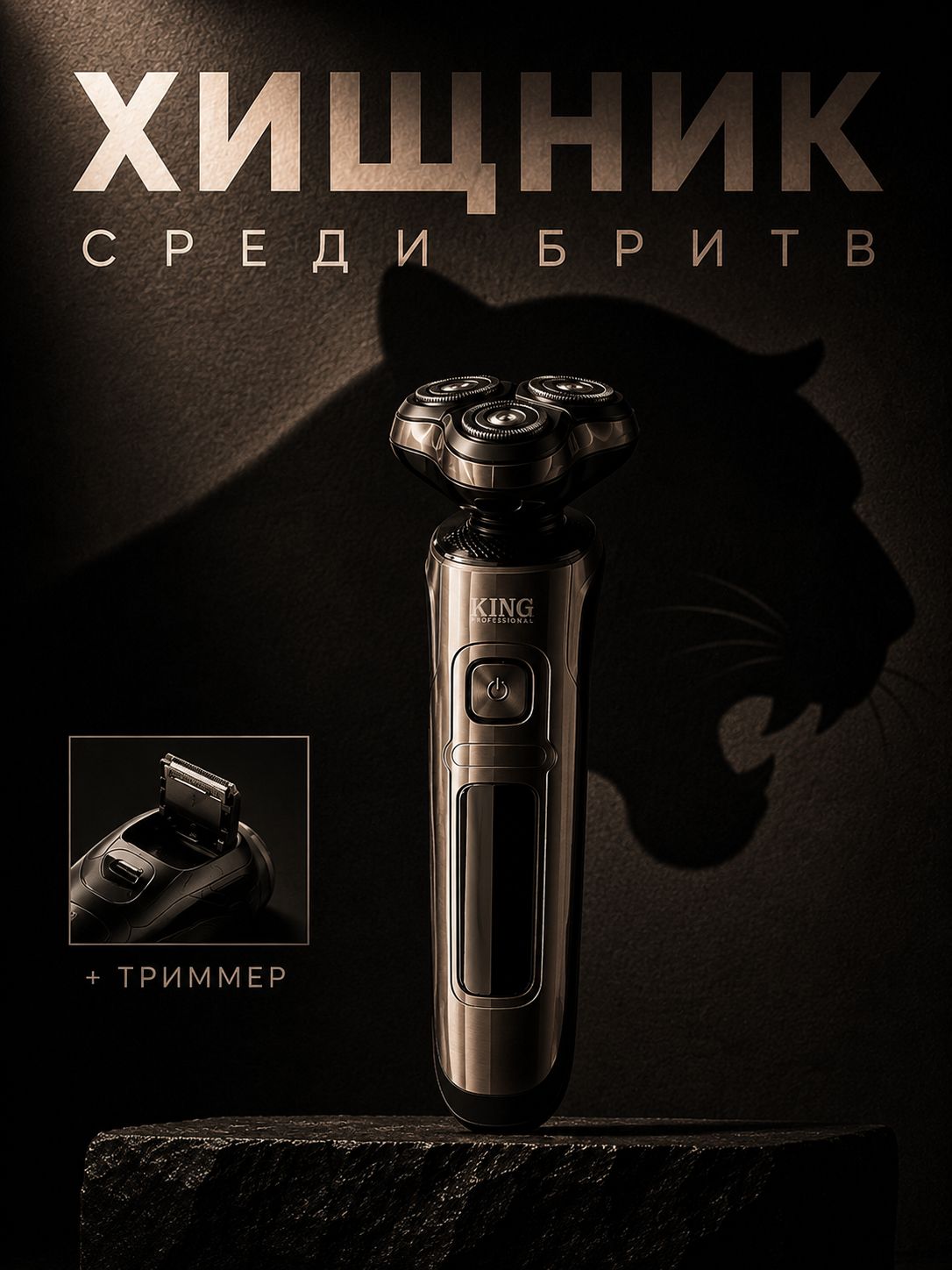 Электробритва мужская мощная с выдвижным триммером / Бритва для мужчин электрическая
