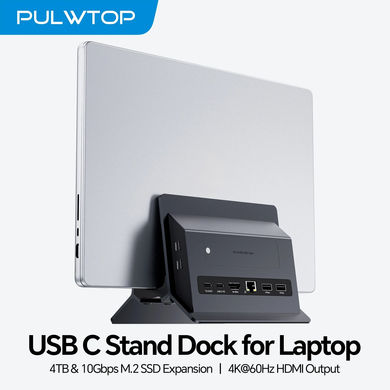 PULWTOP Док-станция 11 в 1 USB C для MacBook черного цвета