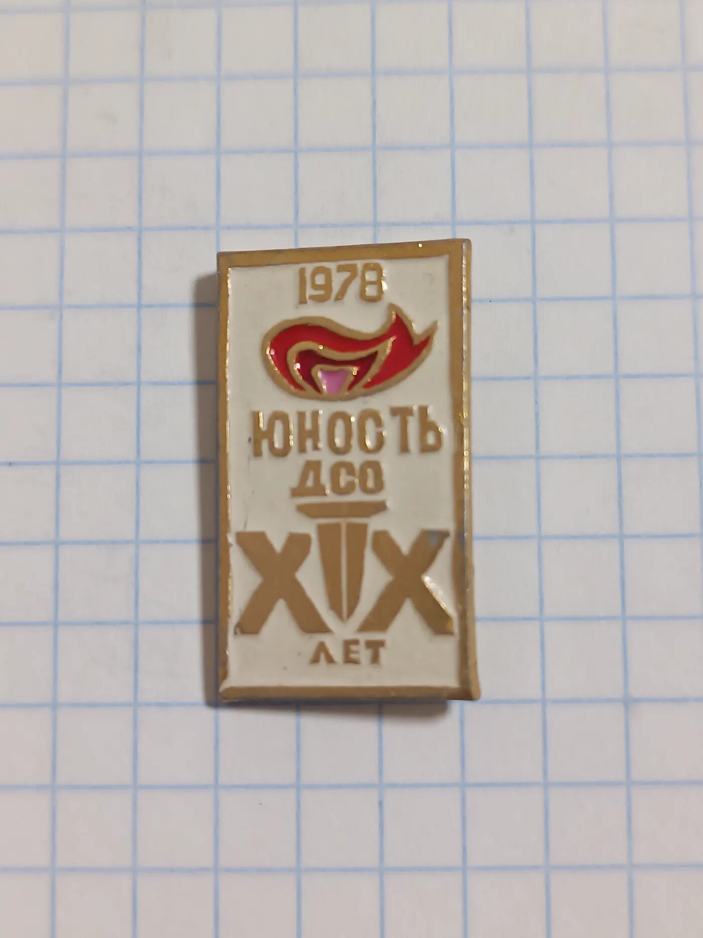 Коллекционный значок Юность ДСО 20 лет 1978