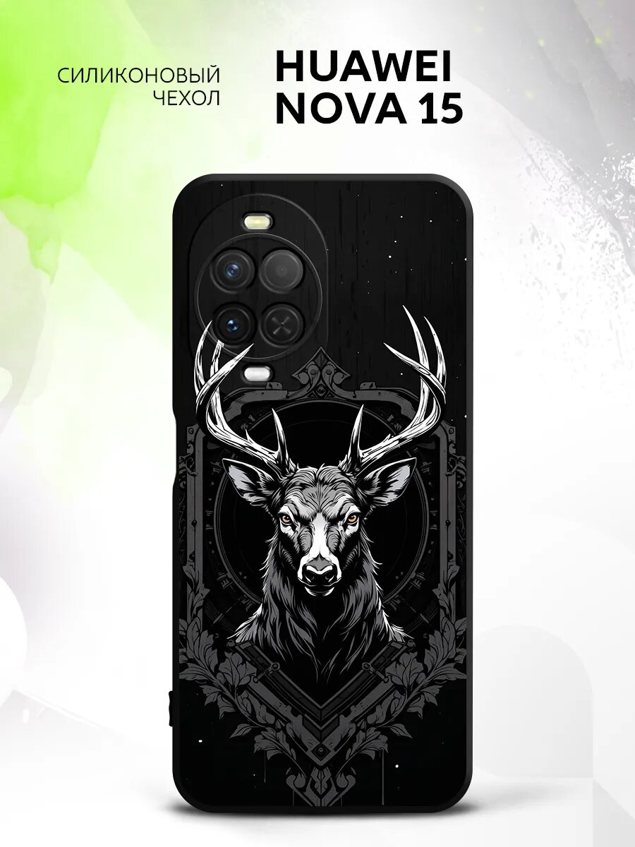 Чехол на Huawei Nova 15, Хуавей Нова 15 защита камеры и углов, прозрачный с рисунком герб олень