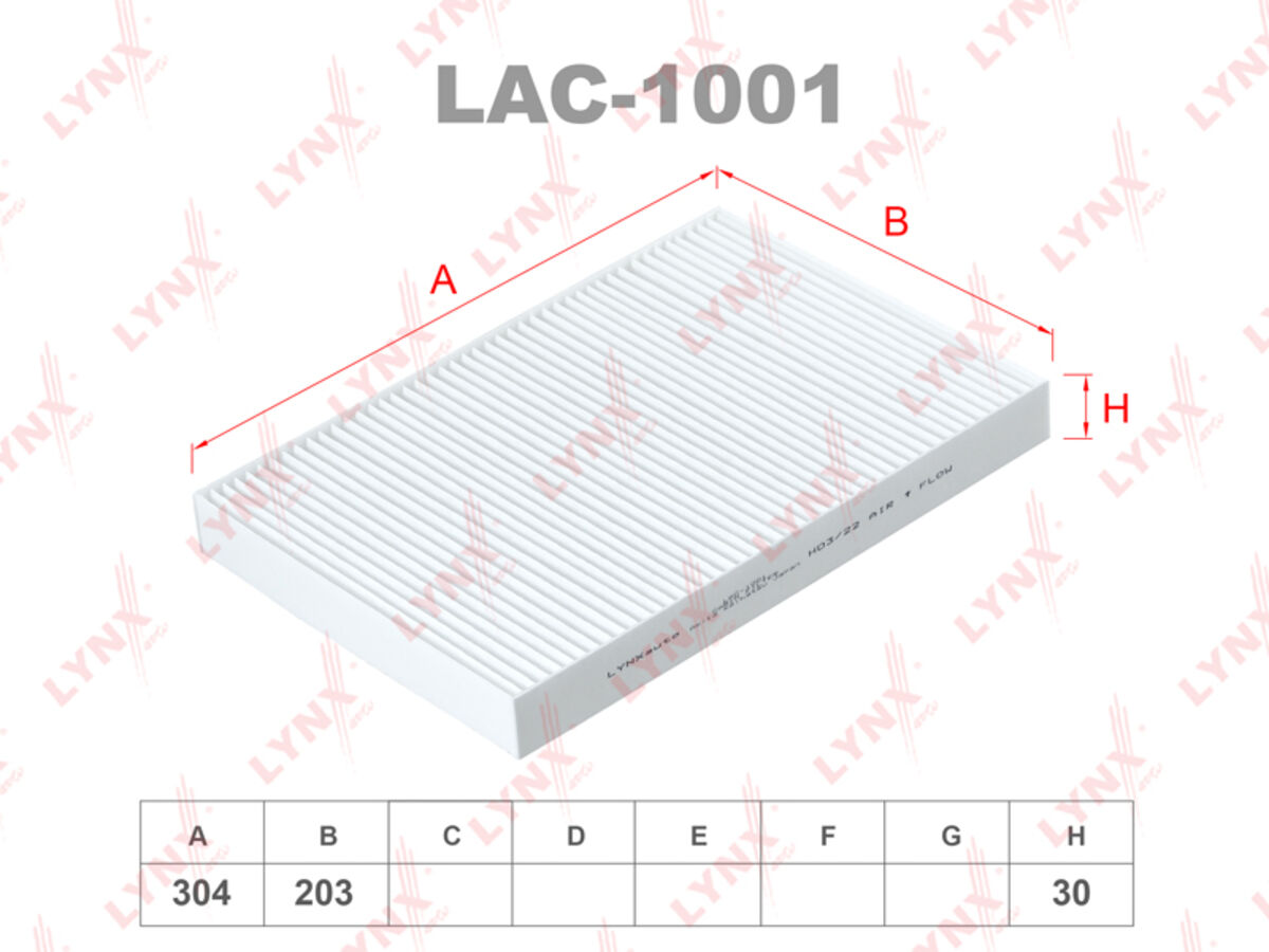 Lac-1001 Фильтр Салонный Lynxauto (LYNX LAC-1001)