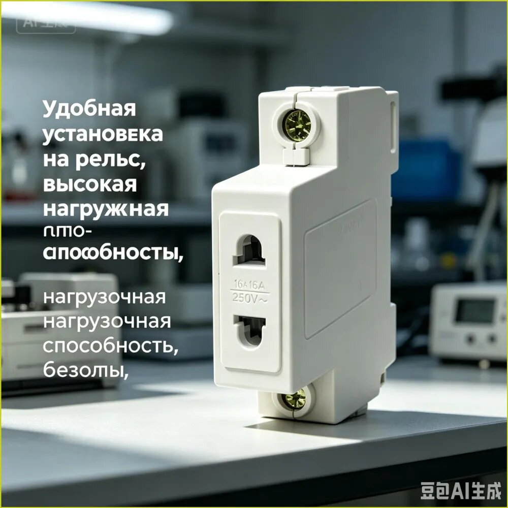 Розетка на DIN-рейку 1шт, 16A 250V, без заземления для щитка