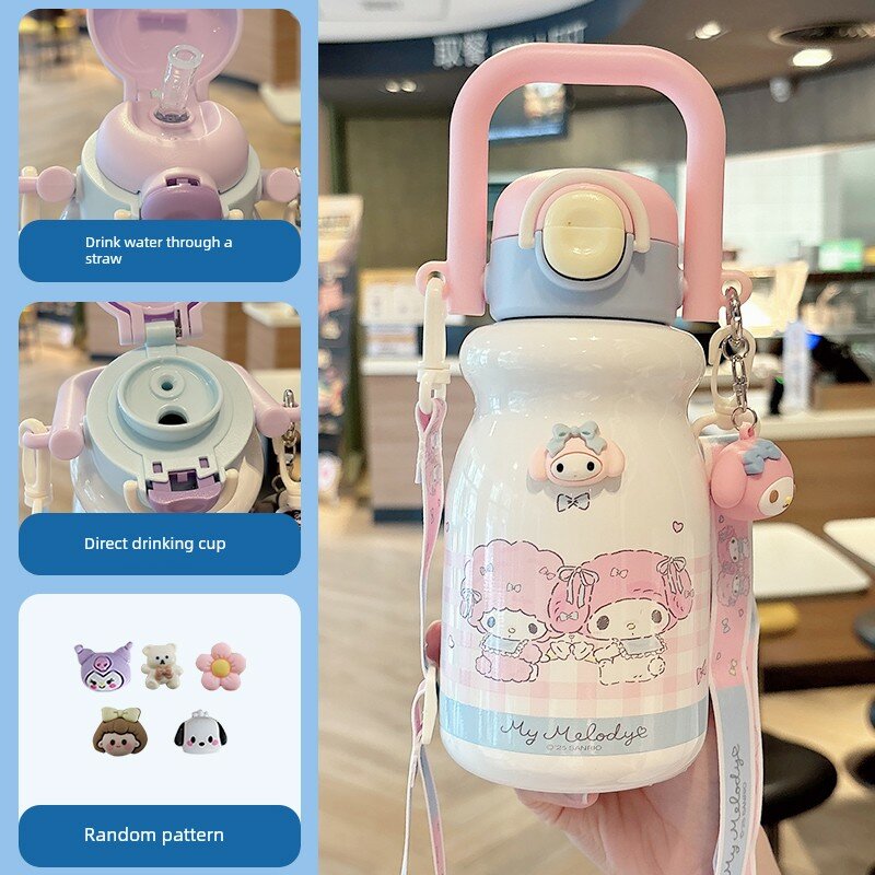 540 мл стакан из нержавеющей стали с вакуумной изоляцией My Melody с соломкой и случайной 3D наклейкой