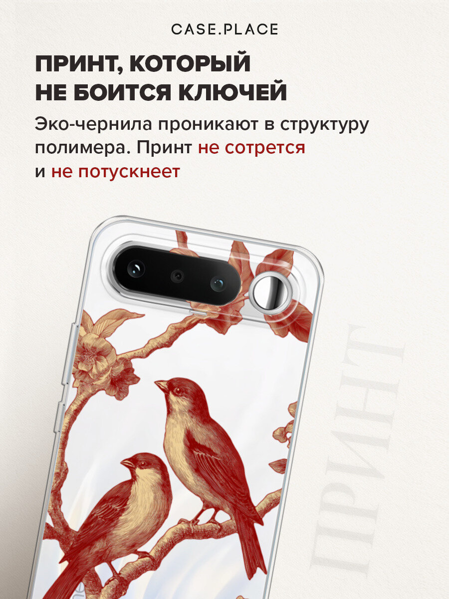 Чехол на Realme 16 / Реалми 16 с принтом Птицы на цветущей ветке — фото 1