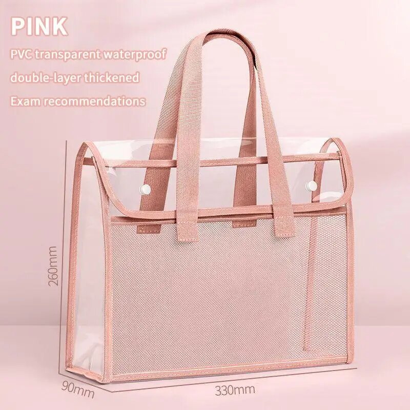 Прозрачная сумка-тоут из ПВХ для экзаменов Pink