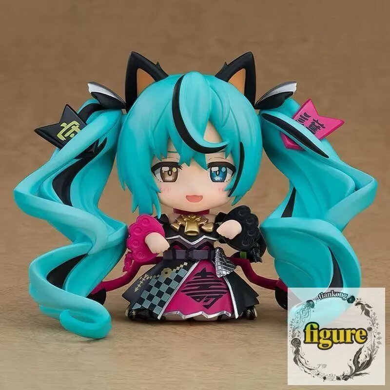 Q-версия глиняной фигурки Hatsune Miku "Манеки-Нэко" (Черная версия) Подарок на день рождения Настольная статуэтка/figure
