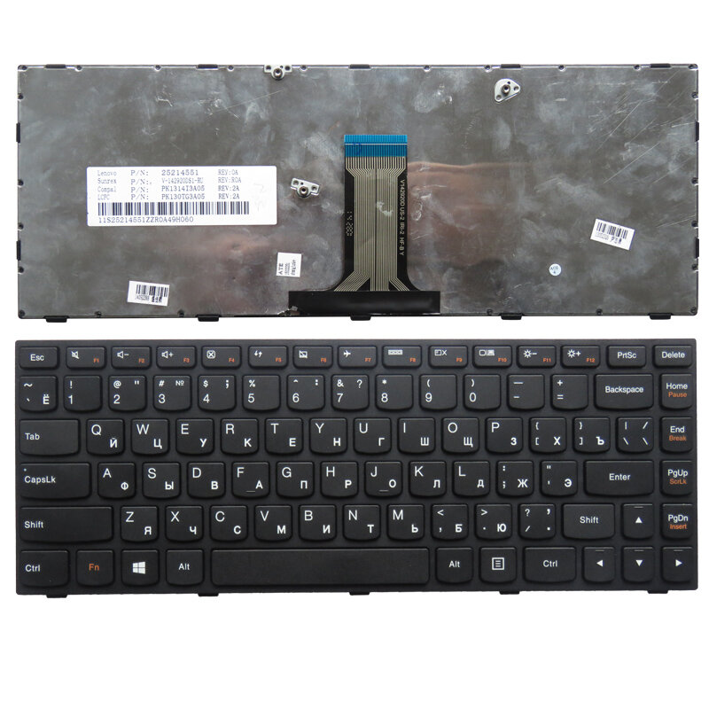 Клавиатура для ноутбука Lenovo IdeaPad Flex 2-14, G40-30, G40-70 черная, рамка черная