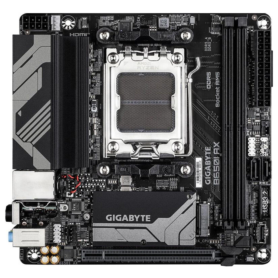 Материнская плата Socket-AM5 Gigabyte B650I AX, B650 (2xDDR5 PCI-E16x M.2 GLan USB3.2 mini-ITX)