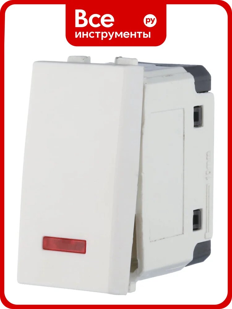1-клавишный переключатель LK Studio с двух мест, с индикатором 45x22.5 (сх.6L) 16 A. 250 B, белый, LK45 850404-1
