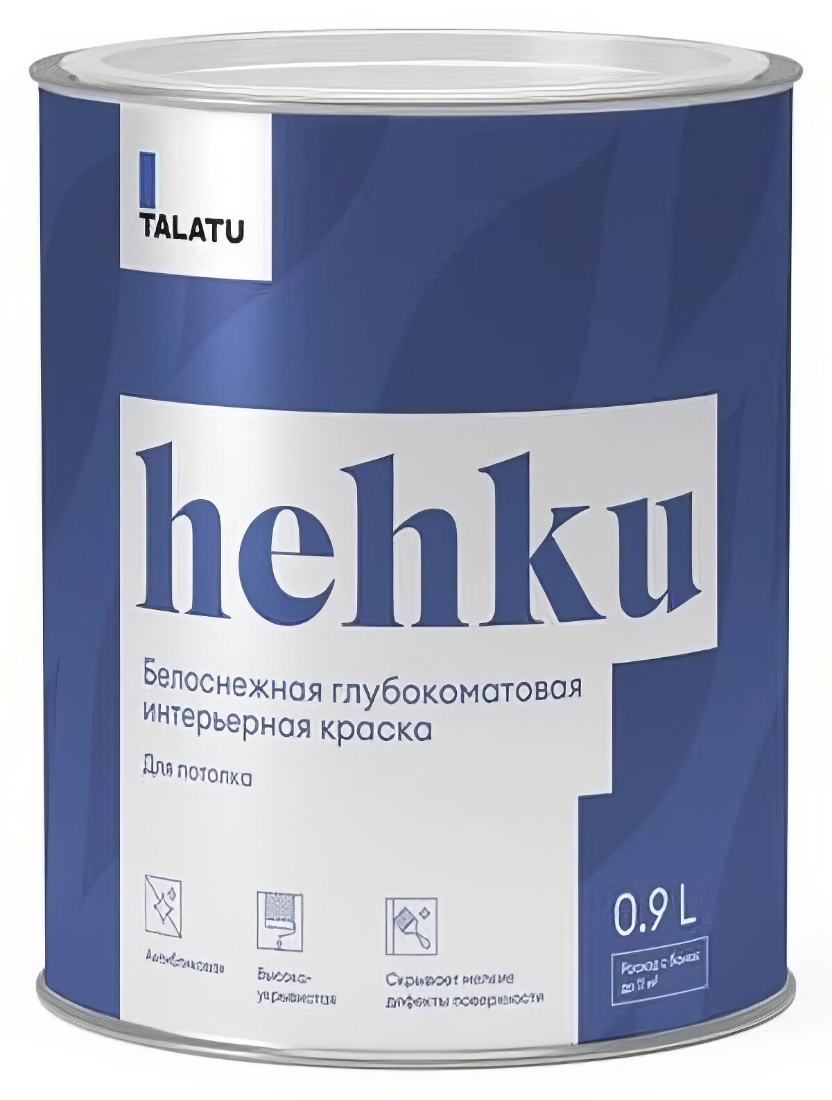 Краска в/д TALATU Hehku для потолка глубокоматовая 0,9 л белая