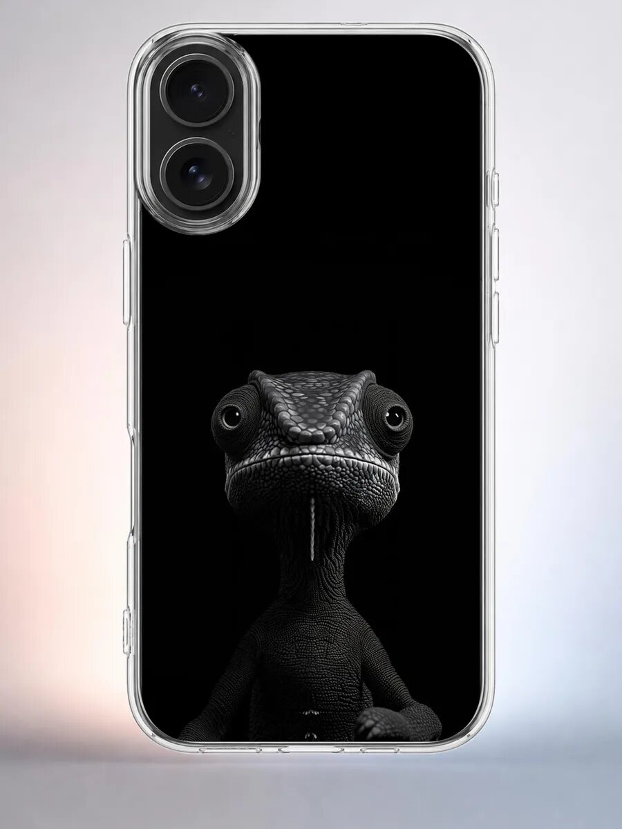 Чехол iPhone 16 геккон портрет силиконовый