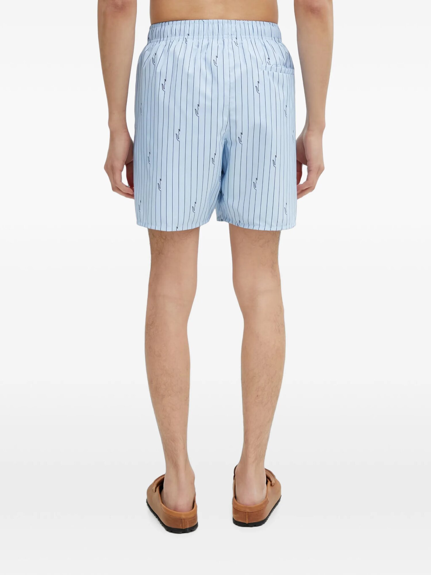 Шорты для плавания LACOSTE Striped logo-patch swim shorts, размер XL, синий — фото 1