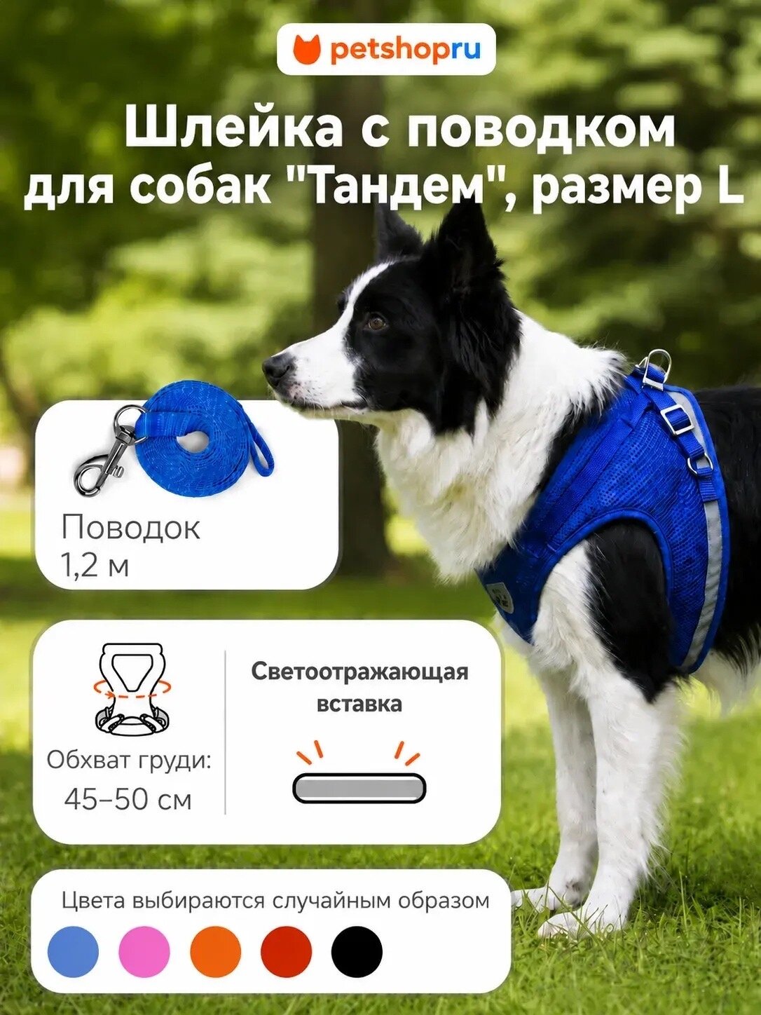 PETSHOP Шлейка с поводком для собак "Тандем", L