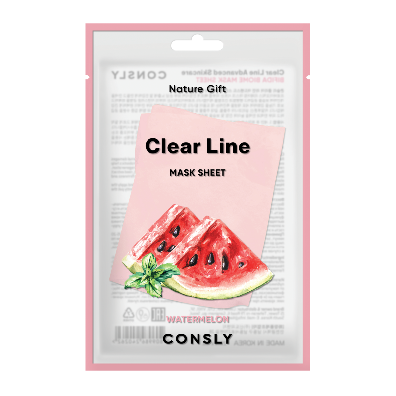 Consly Clear Line Nature Gift Watermelon Mask Sheet Тонизирующая тканевая маска с экстрактом арбуза