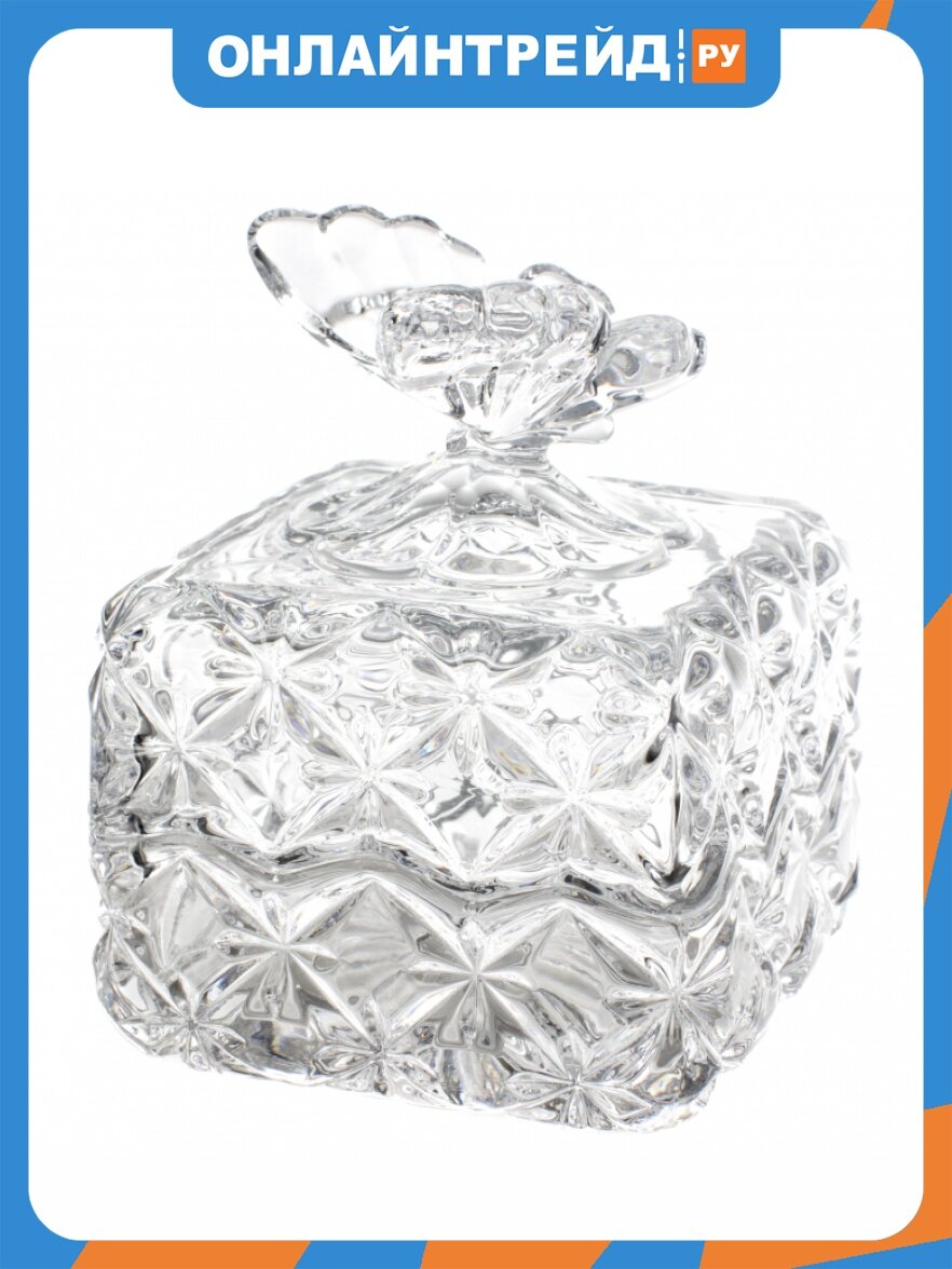 Доза Crystal Bohemia "Бабочка" квадратная, 9,6 см