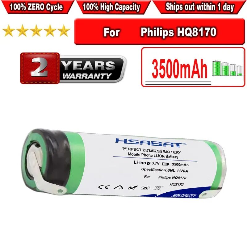 HSABAT 3500мАч US14500V US14500ULB Аккумулятор для Philips HQ8170 HQ8894 HQ8160 HQ8150 HQ8140 Электрическая зубная щётка