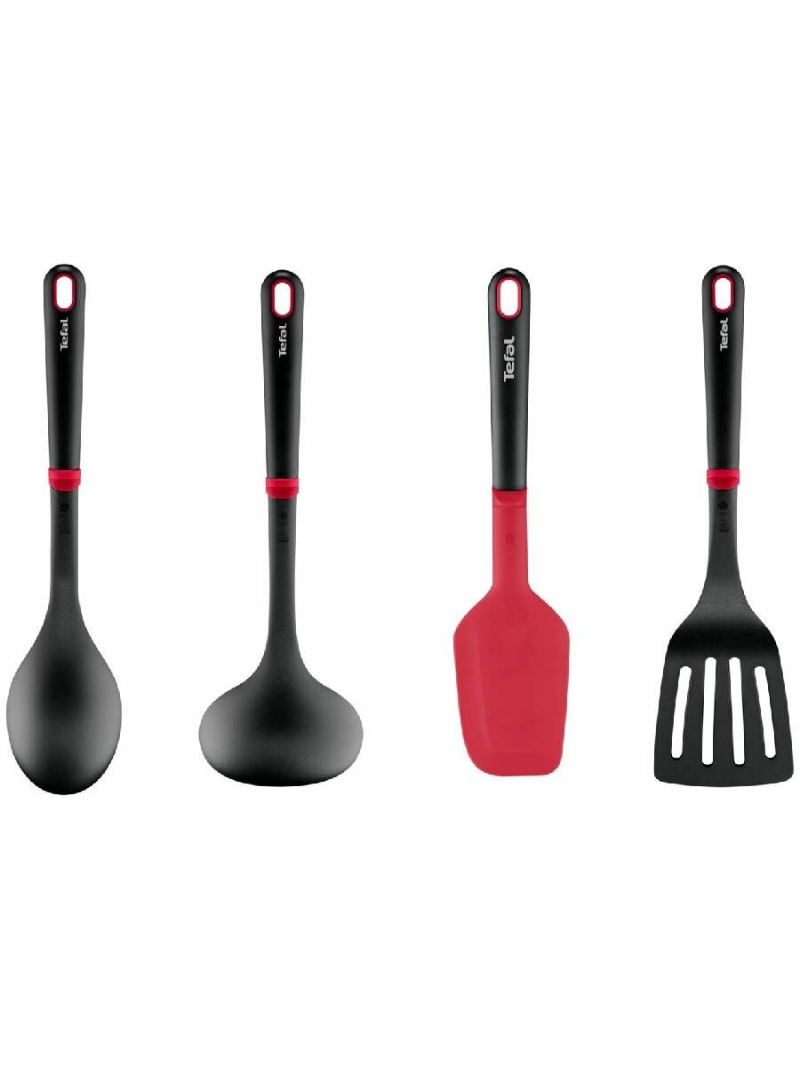 Набор кухонных принадлежностей Tefal Ingenio+ K198S434: угловая лопатка, ложка, шумовка, половник, термостойкость