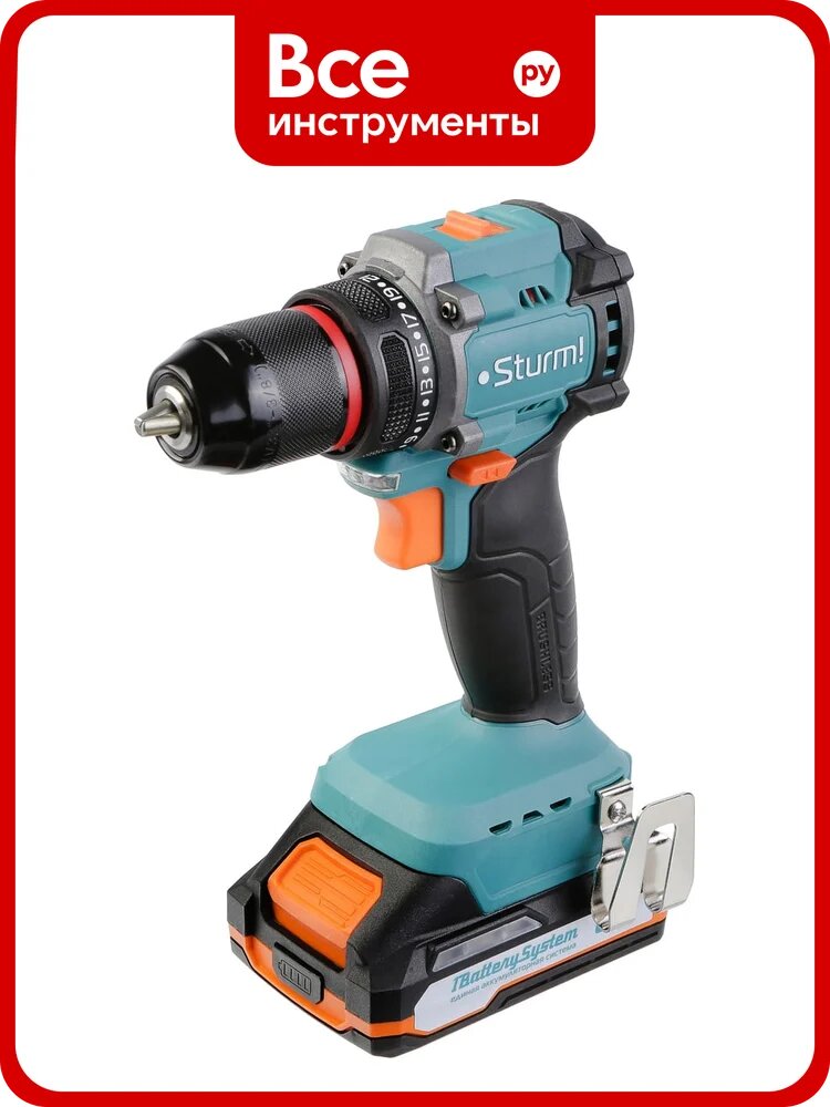 Дрель аккумуляторная Sturm 18В, 1BatterySystem, 60Нм, 2x2.0Ач, кейс CD1860BL