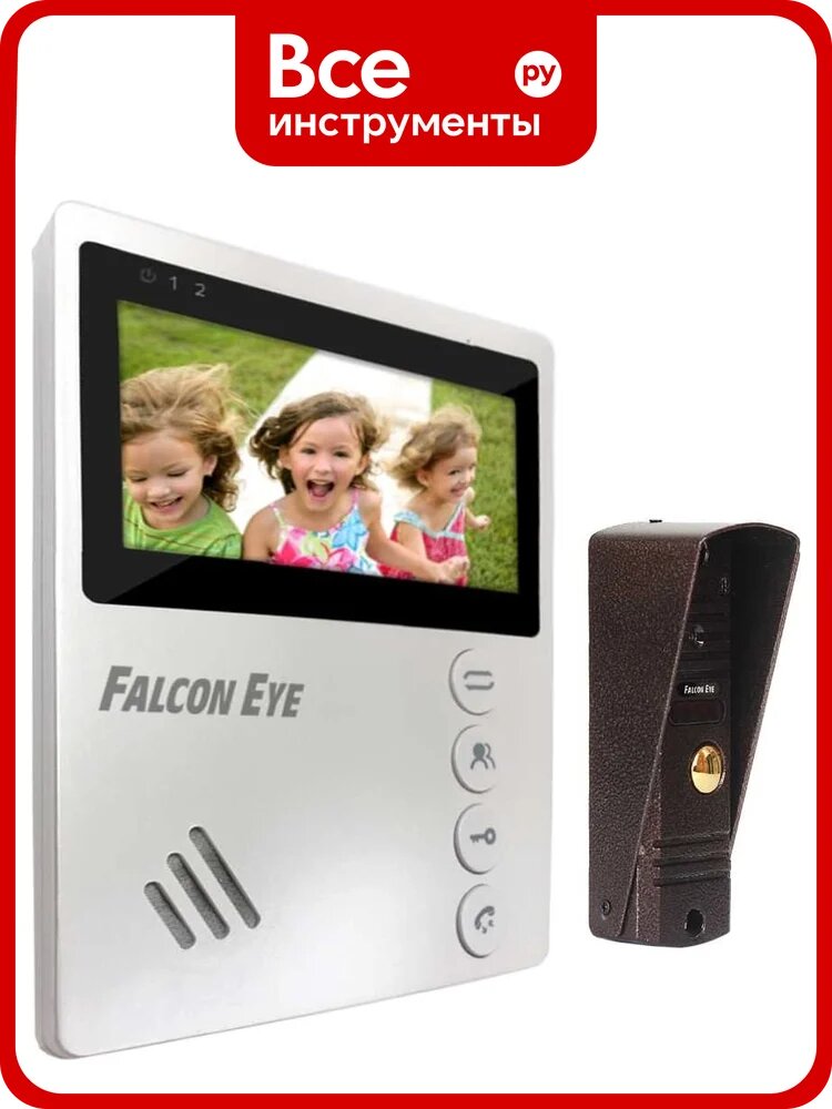 Комплект домофона Falcon Eye KIT- Vista, видеодомофон с видеокамерой, проводным подключением, белый