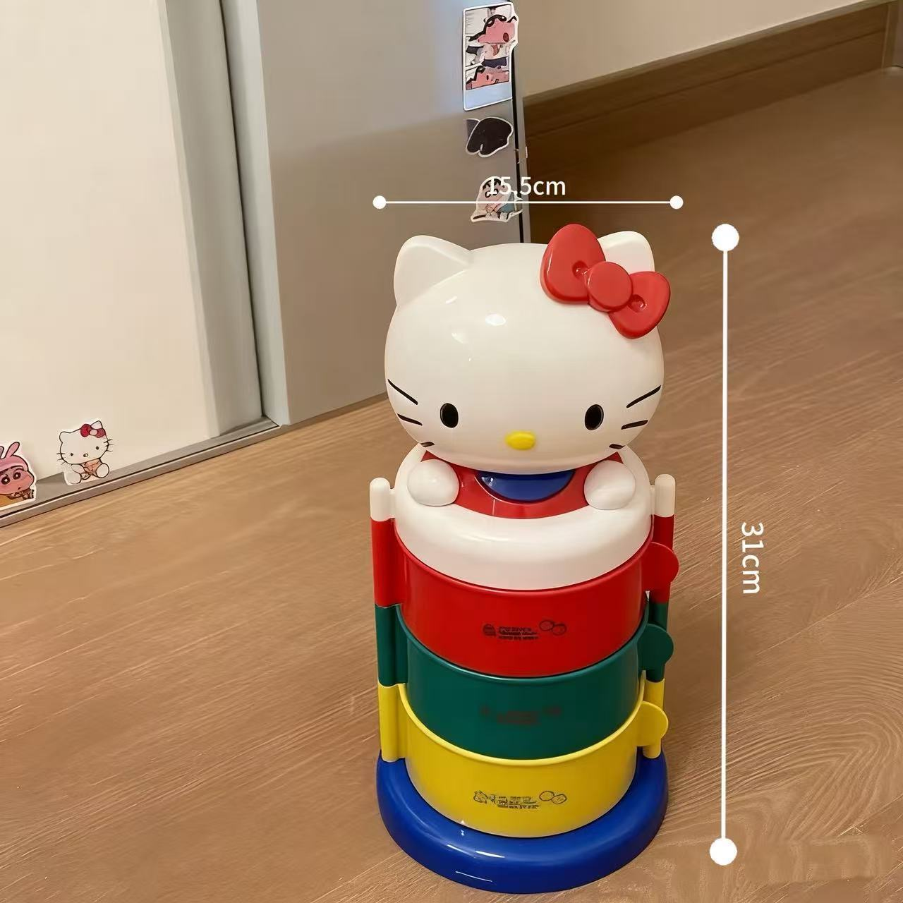 Вращающаяся трехъярусная шкатулка для хранения украшений с принтом Hello Kitty