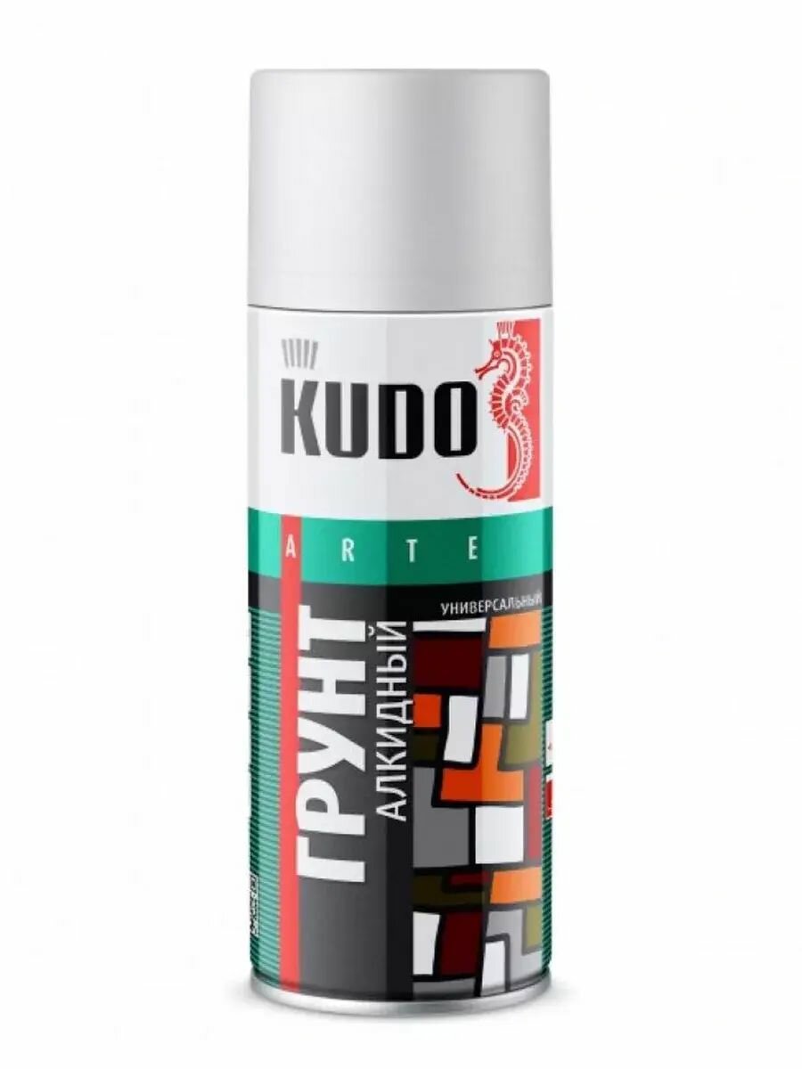 Грунт KUDO KU-2004, алкидный, универсальный, белый, аэрозоль, 520 мл