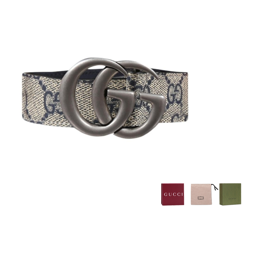 GUCCI GG Marmont Полиэстер Волокно ПУ (Полиуретан) Полиуретан Хлопок Кожа Ремни Детский Серый L