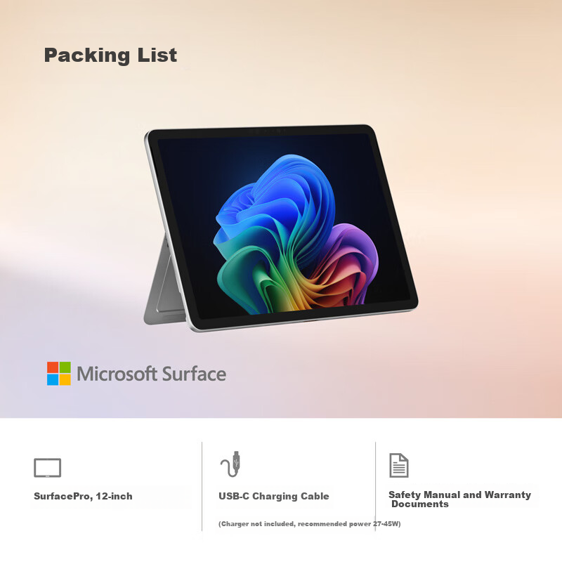 Microsoft Surface Pro 12-дюймовый 2-в-1 ноутбук с Qualcomm Snapdragon X Plus 16 ГБ ОЗУ 256 ГБ ПЗУ ярко-платиновый