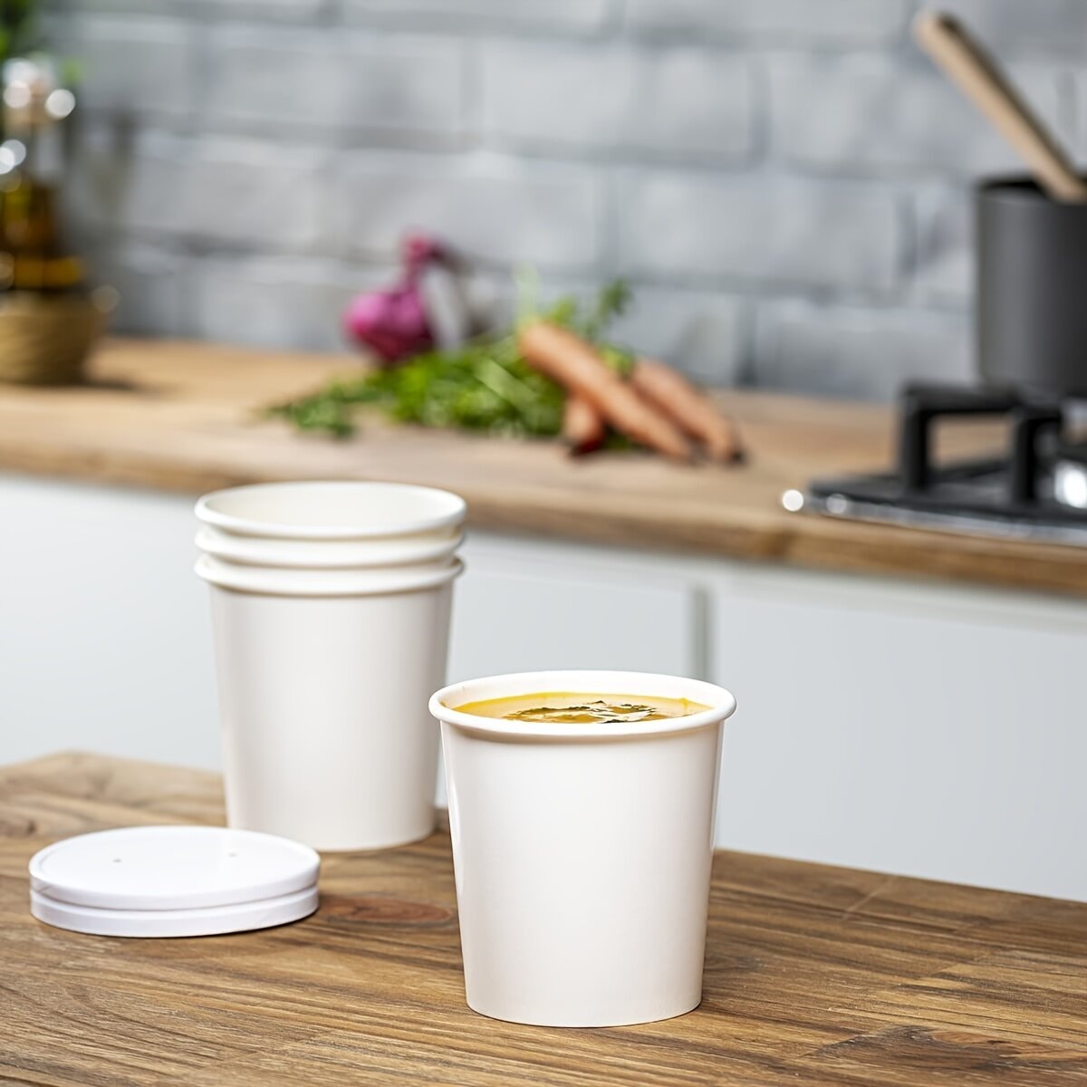 Одноразовые стаканчики для десертов 16 oz (450 мл), 25 шт, белые картонные стаканы для горячих и холодных напитков