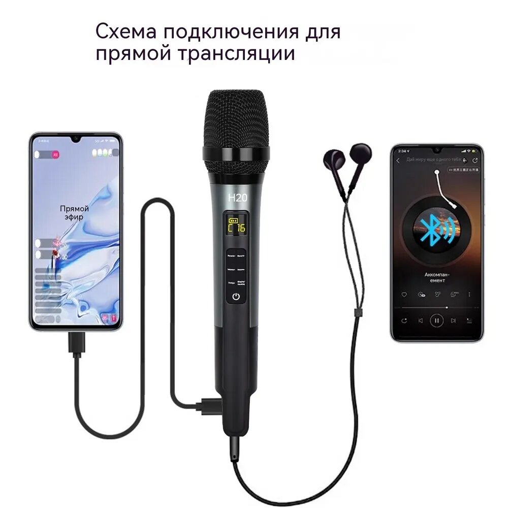 Микрофон для живого вокала, черный