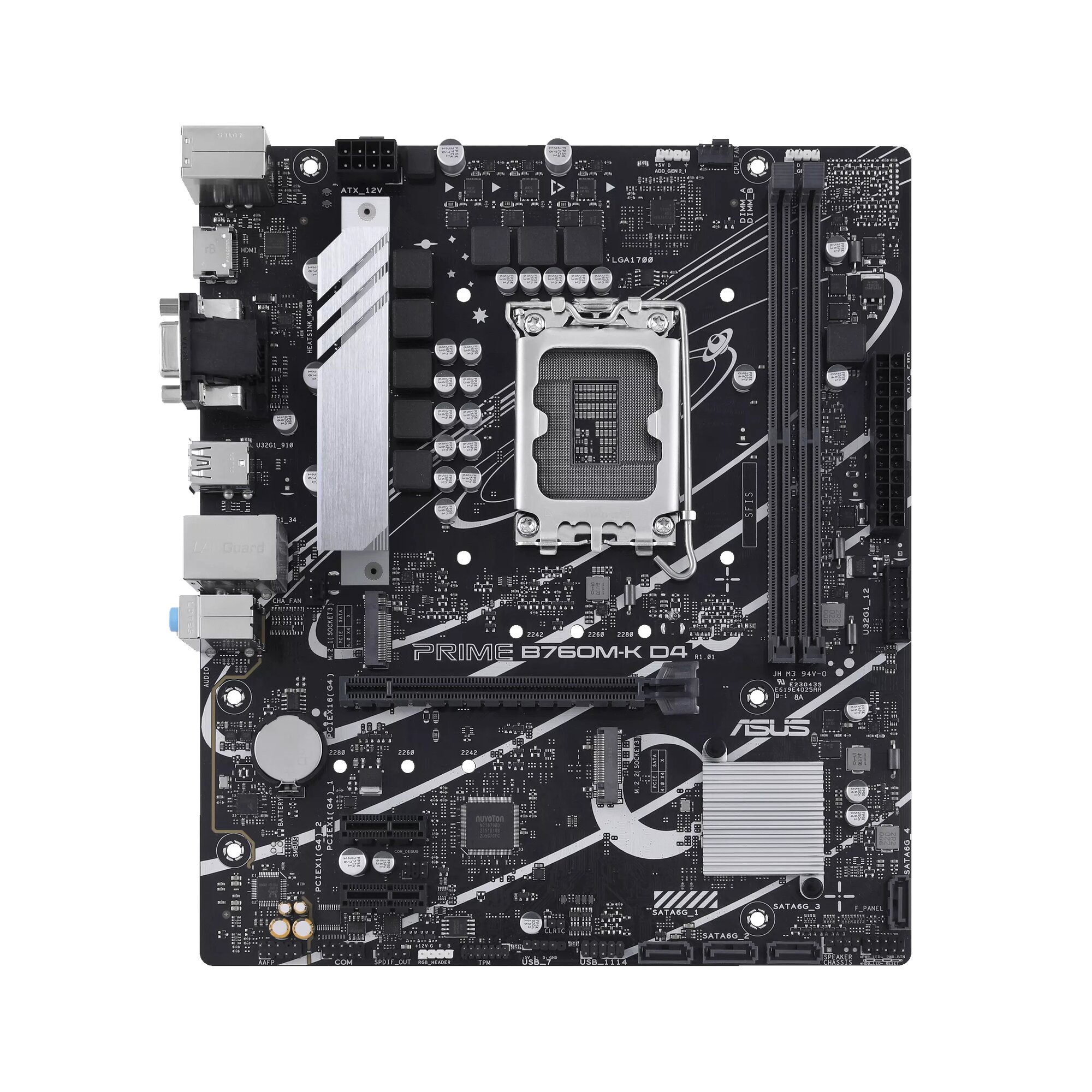 Материнская плата ASUS PRIME B760M-K D4 LGA1700 mATX 2xDDR4 PCIEx16 2xPCIEx1 2xM.2 HDMI VGA 2.5GLAN
