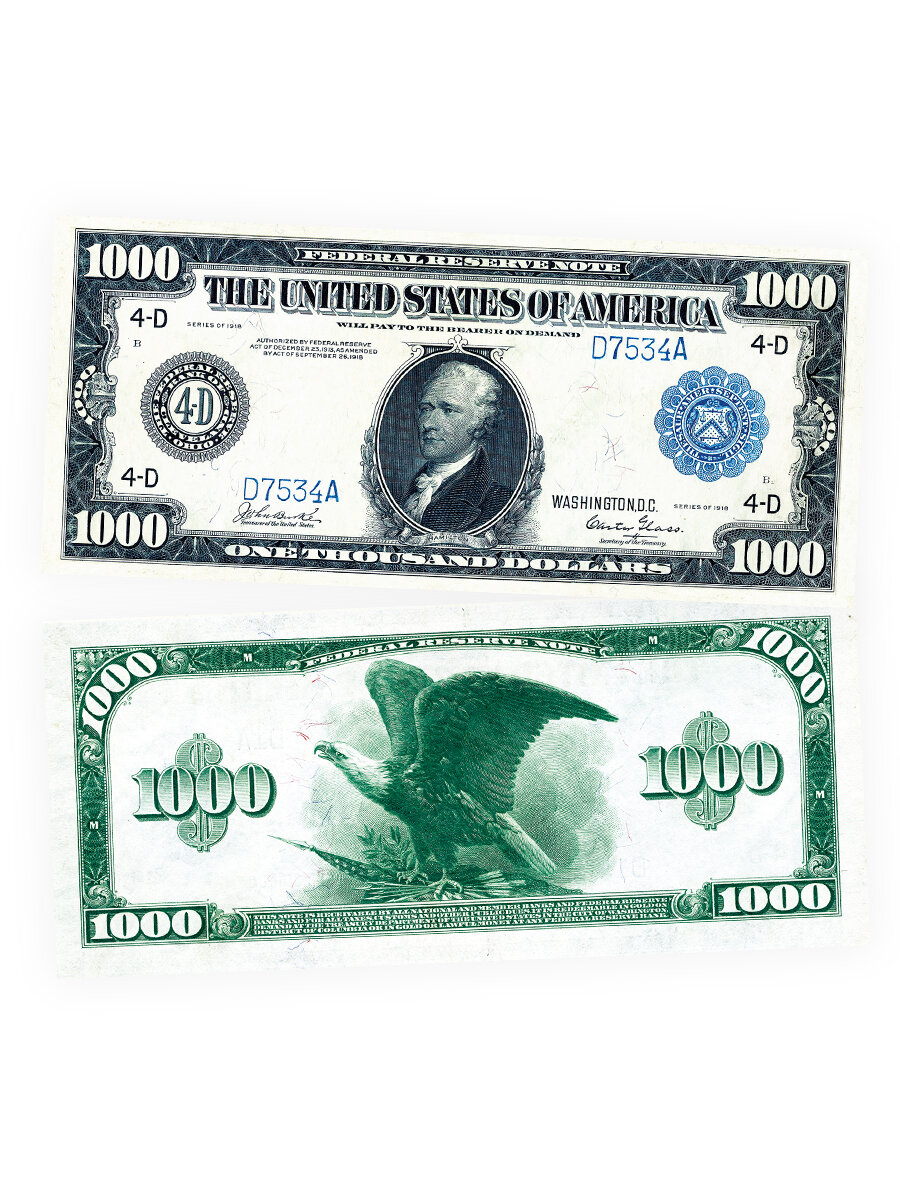 1000 долларов 1918 года США, сувенирная банкнота