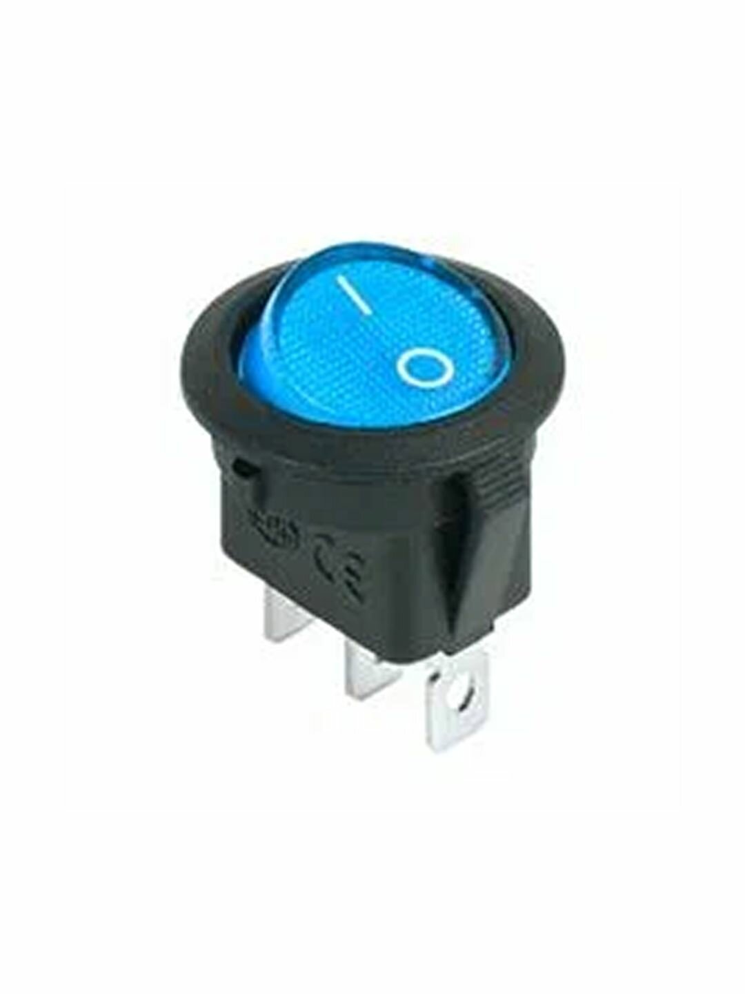 Выключатель клавишный круглый 12V 20А (3с) ON-OFF синий с подсветкой 36-2586 1шт.