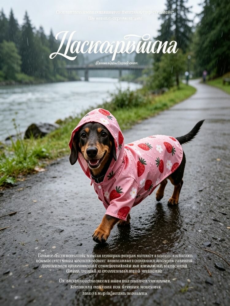 Дождевик для собак, водонепроницаемый плащ с капюшоном, для маленьких и средних пород, с принтом клубники для мелких пород для средних пород с клубничным принтом