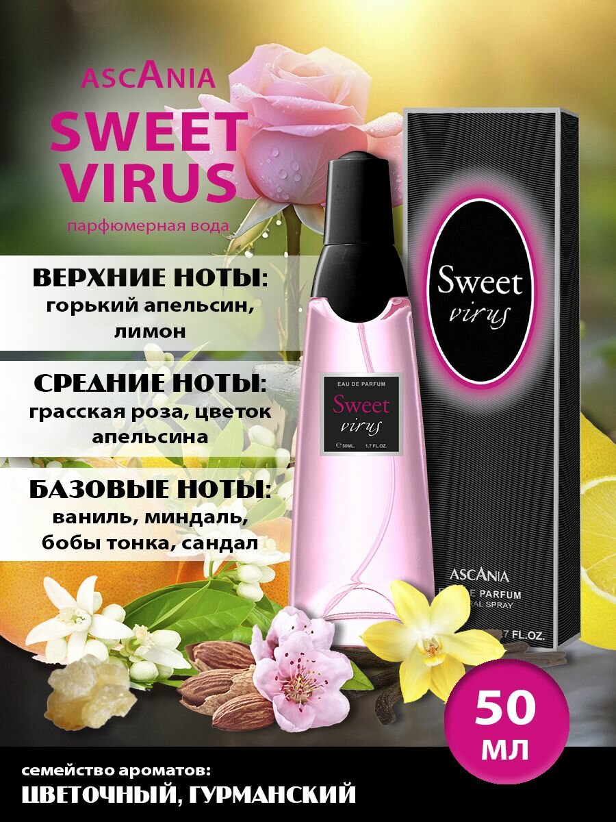 Ascania. Sweet Virus/парфюмерная вода женская/Аскания. Свит Вирус жен. п. в. 50 мл edp парфюм для женщин 50 миллилитров