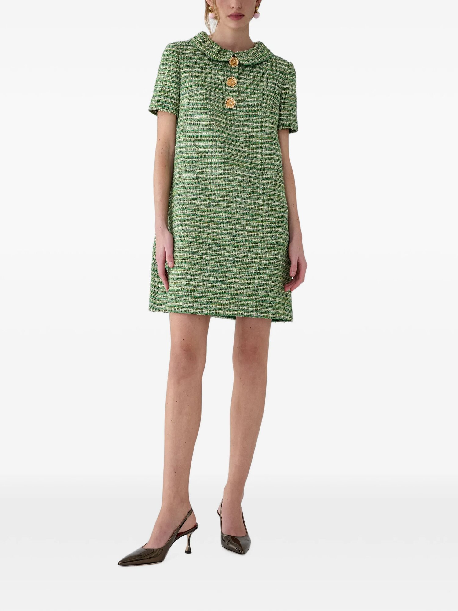 Платье CAROLINA HERRERA Button-up tweed shift mini dress, размер 00 — фото 1