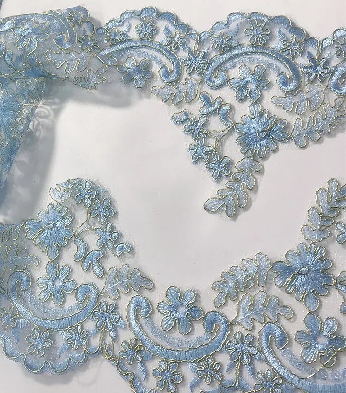 Небесно-голубая кружевная тесьма, light blue