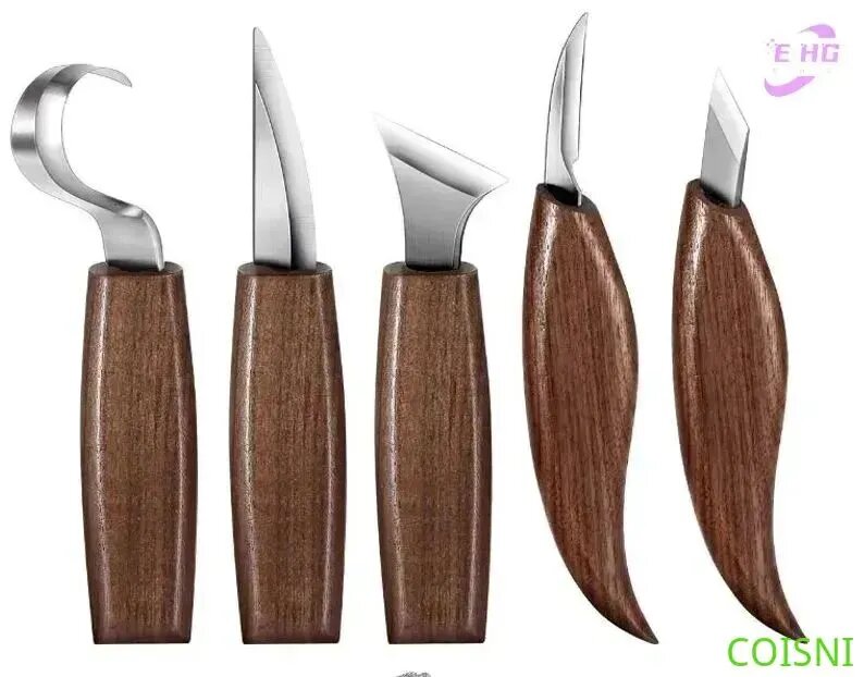 Нож для резьбы по дереву 5шт, для скульптур, ложек, чаш и посуды, ножи для фигурной резки, резак по дереву