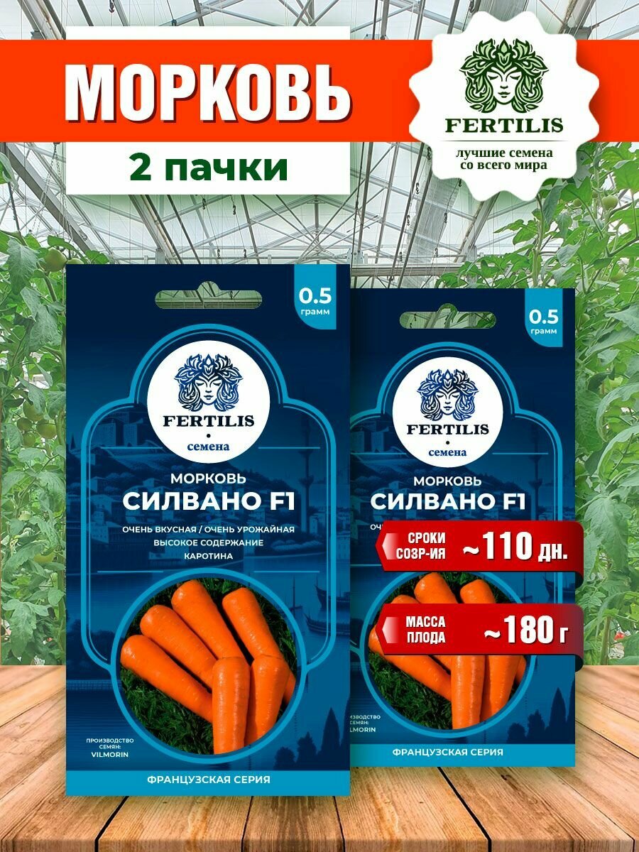 Семена урожайной моркови Силвано F1 от компании Fertilis (2 пачки)