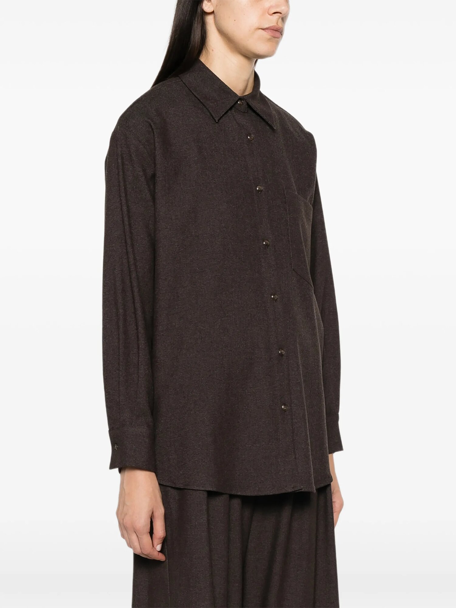 Рубашка ELEH Chest-pocket button-up shirt, размер 44, brown — фото 1
