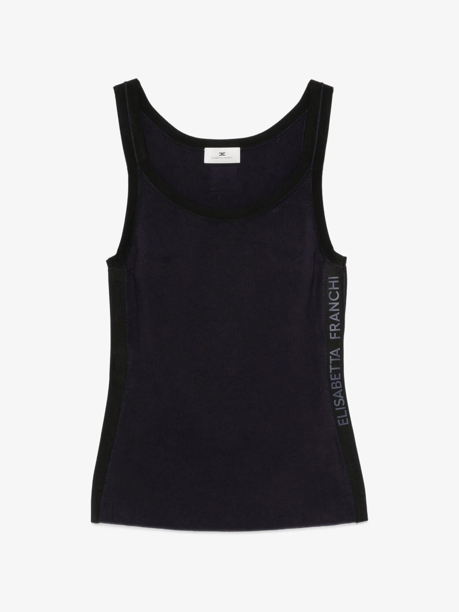 Топ Elisabetta Franchi Logo-print ribbed-knit tank top, размер 42, синий