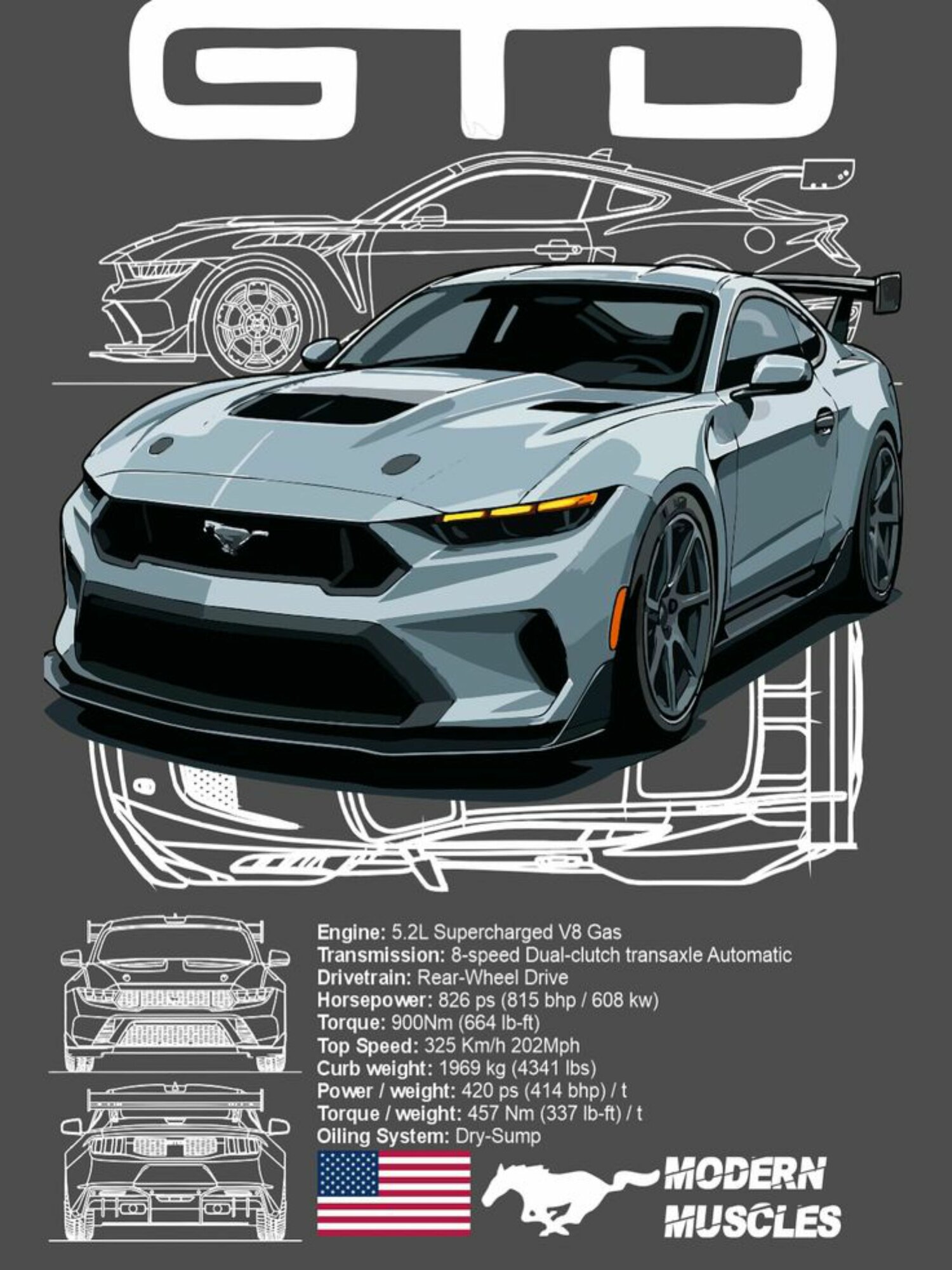 Постер А3- Mustang GTD — фото 1