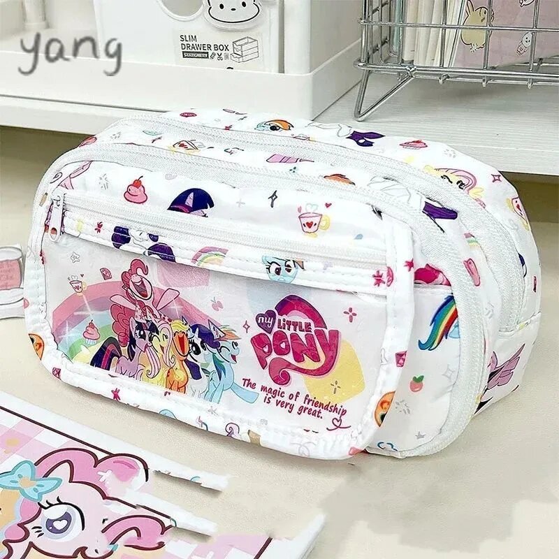 Пенал My Little Pony Пинки Пай, трехслойный пенал большой вместимости, школьная канцелярия, сумка для хранения прин