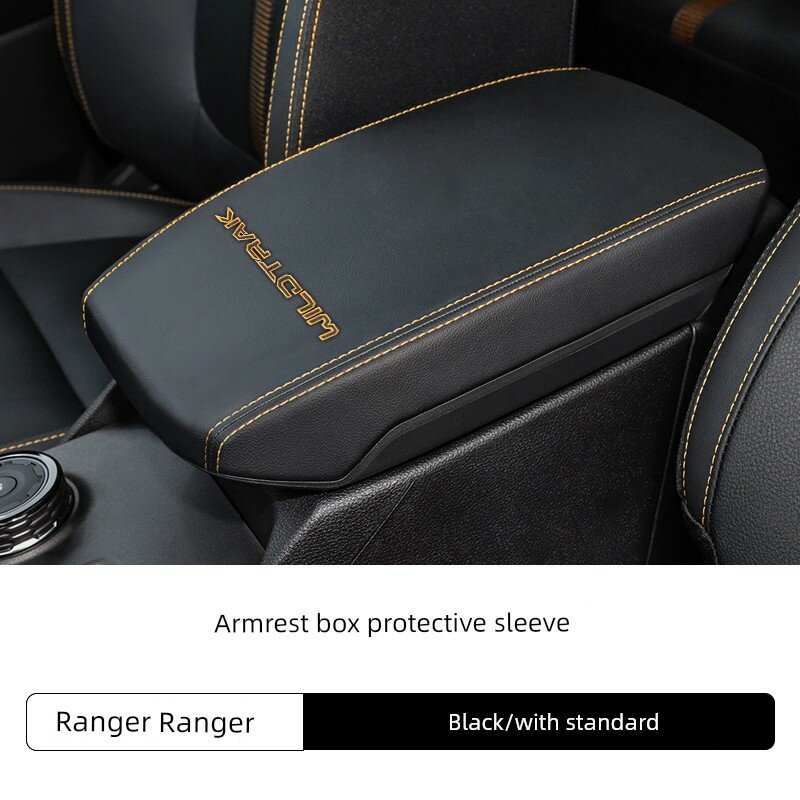 Кожаный чехол для центральной консоли Ford Ranger 2023-2024, черный с логотипом, защита салона