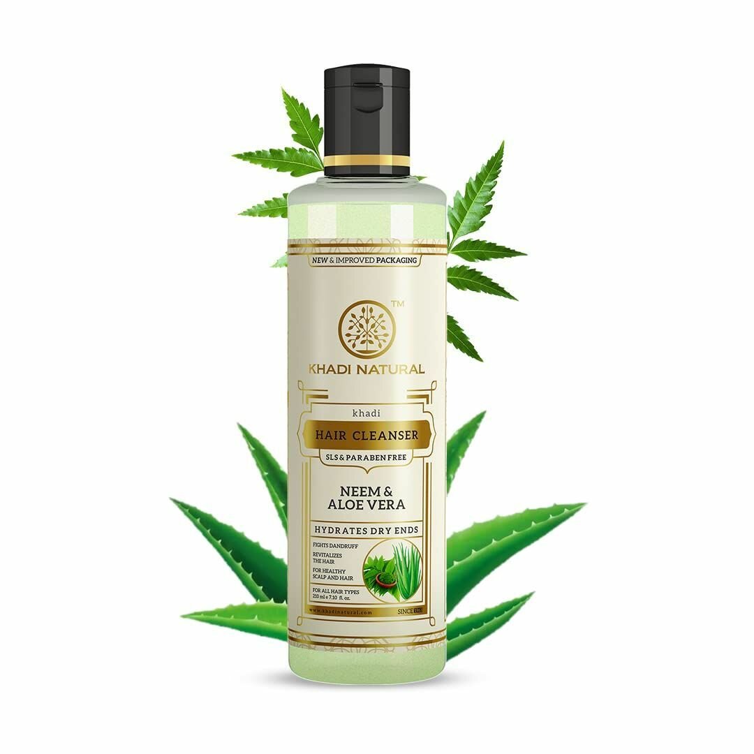 Khadi Neem Aloe Vera Shampoo/ Кхади Травяной шампунь "Ним и Алоэ вера" без СЛС 210мл.
