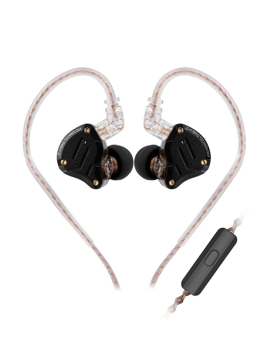 KZ Acoustics ZS10 Pro с микрофоном, черный, проводные наушники