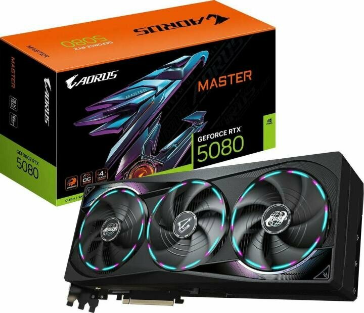 GIGABYTE Master GV-N5080AORUS M-16GD (GeForce® RTX 5080) 16 Гб, GDDR7, 256 бит, PCI Express, 3xDP,1xHDMI