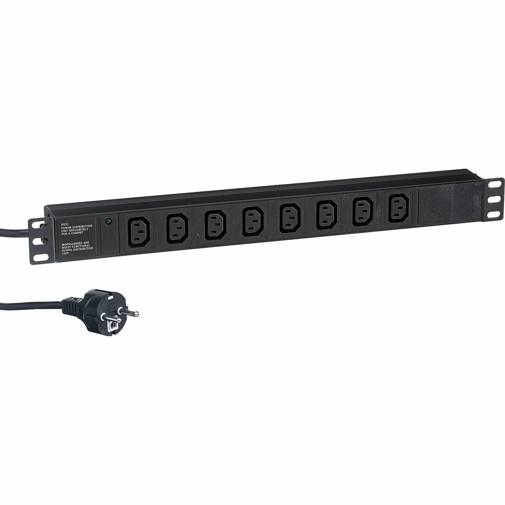 Блок розеток ExeGate ServerPro PDU-19H809 Al-8C13-EU2.5CU, 19, 1U, алюминий, 8 IEC 320 C13, евро, 2.5м 280855